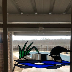 Stained Glass Loon With Reeds Suncatcher - Etsy Canada