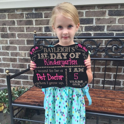 First Day of School Chalkboard, Kindergarten Sign, Back to School ...
