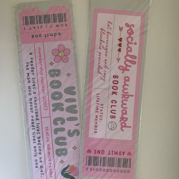 Socially Awkward Book Club Bookmark | Bookmark Ticket Voucher | Social ...