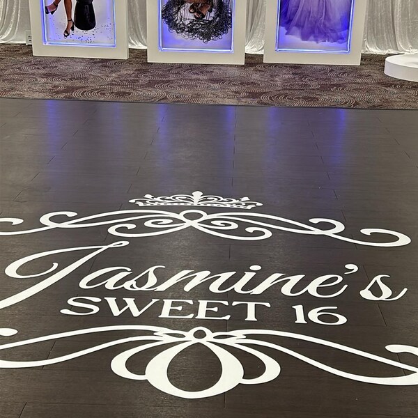 Sweet 16 Birthday Dance Floor Decal - Princess Quinceanera Party Decals ...