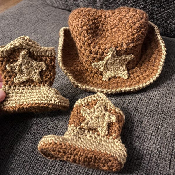Crochet Baby Cowboy Outfit Pattern, Newborn to 3 Months (PDF Pattern ...