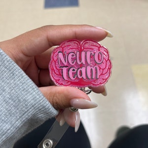 Pink Happy Brain Neuro Anatomy Badge Reel Smart Badge Retractable ID ...