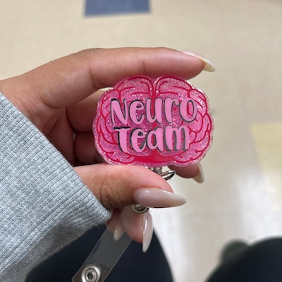 Pink Happy Brain Neuro Anatomy Badge Reel Smart Badge Retractable ID ...