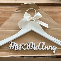Personalized Wedding Hanger With Engraved Date Laser Cut Bride or Mrs ...