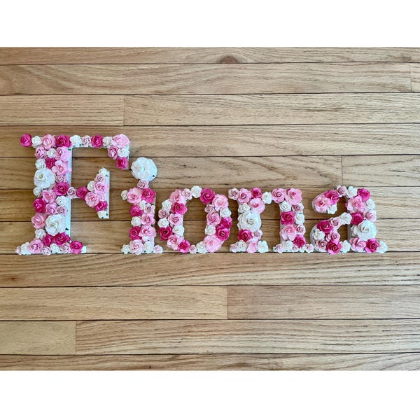 Flower Letters Nursery Name Sign Flower Wall Art Flower Letter Name ...