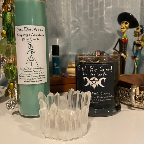Money Drawing Candle... Crystal Infused Candle. Money Spell Candle ...