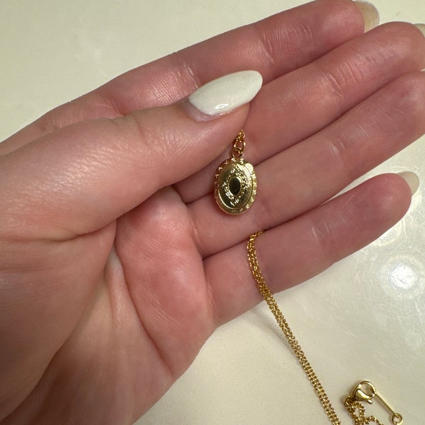 Tiny Oval Locket Necklace: Vintage Inspired Gold Plated Jewelry - Etsy