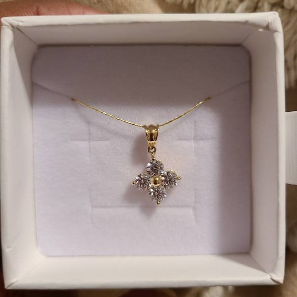 14k Solid Gold Elegant Square Necklace, Small Everyday Necklace ...