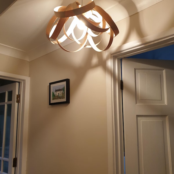 Wood Ceiling Light, Ceiling Light Fixture, Wooden Lampshade, Chandelier ...