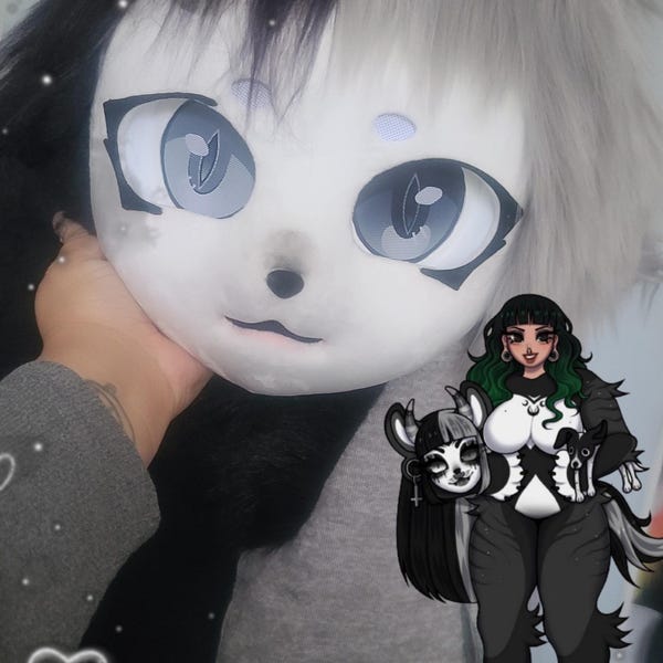 Kig Fursuit Head Cat Furry Head With Lolita Clips, Kig Kemono Fursuit ...