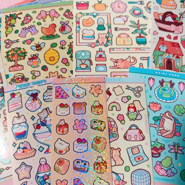 Cottage Living | Cute Waterproof Handmade Floral Sticker Sheet | Kawaii ...