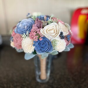 Slate Blue, Blush, and Light Pink Sola Wood Flower Bouquet - Etsy