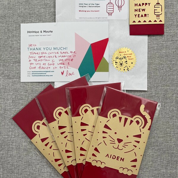 2022 Personalized Red Envelopes, Year of the TIGER, Lunar New Year Gift ...