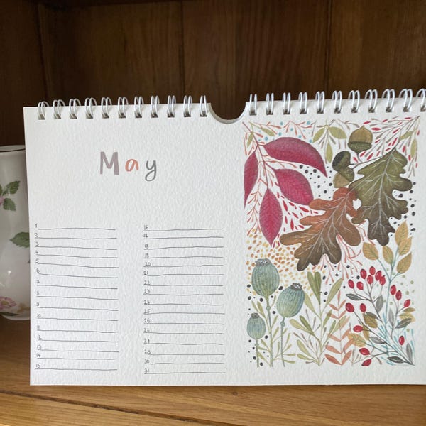 Floral Perpetual Calendar – A5 Handmade Illustrated Birthday Reminder ...
