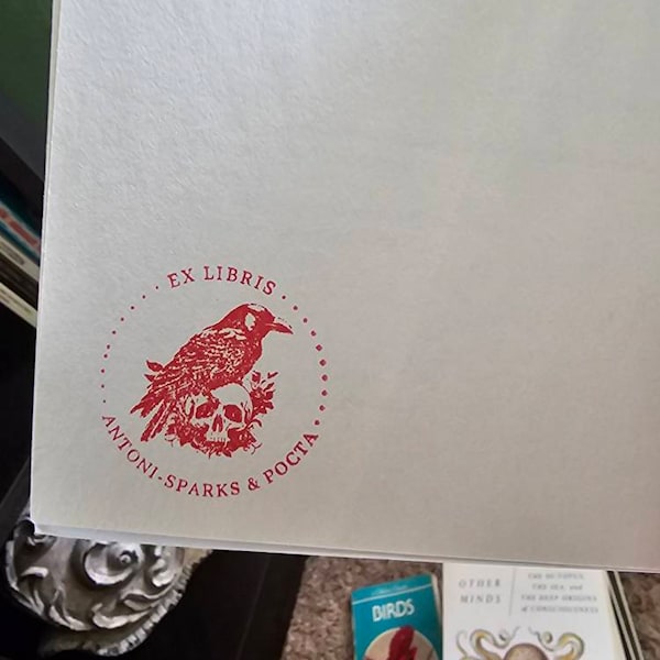Raven & Skull Library Stamp: Vintage-inspired Bookplate Imprint ...