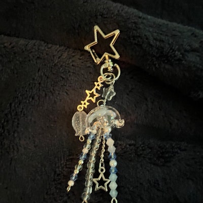 Blue Jellyfish Keychain Handmade Jellyfish Keychain, Jellyfish Phone ...