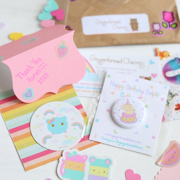 Mamma Bunny and Tutu Popsicle Sticker - Gingerbread Charms - Kawaii ...