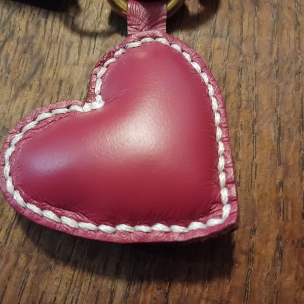 Leather Heart Keychain, Leather Heart Keyring, Small Valentine's Day ...