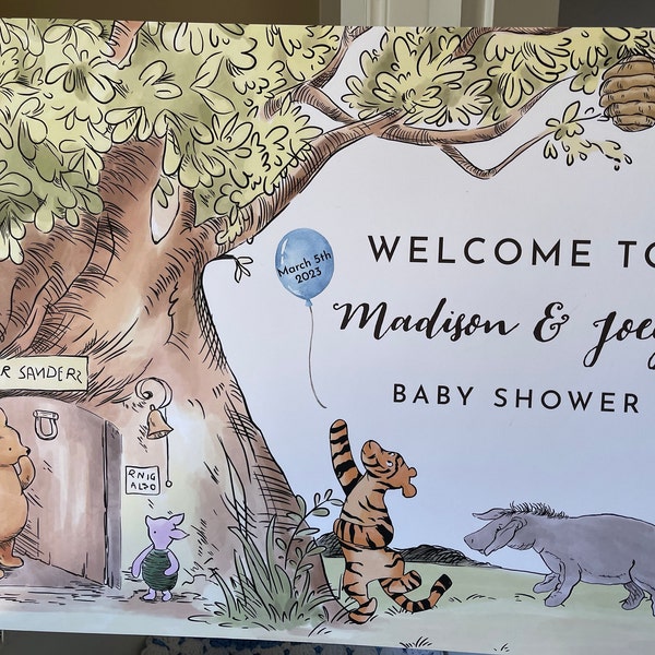 Classic Winnie the Pooh Baby Shower Welcome Sign Template Tigger Piglet ...