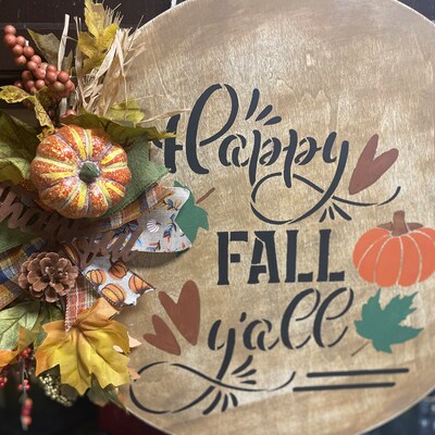 Happy Fall Yall Stencil by Studior12 DIY Autumn Farmhouse - Etsy