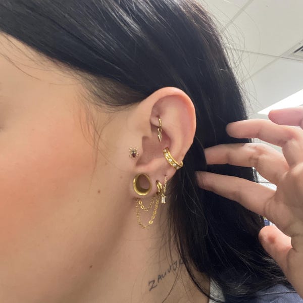 Double Smooth Split Conch Hoop, G23 Titanium, Double Conch Earring ...