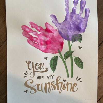 You Are My Sunshine Handprint Craft Art / Sun Flower 2 Hands / Baby ...
