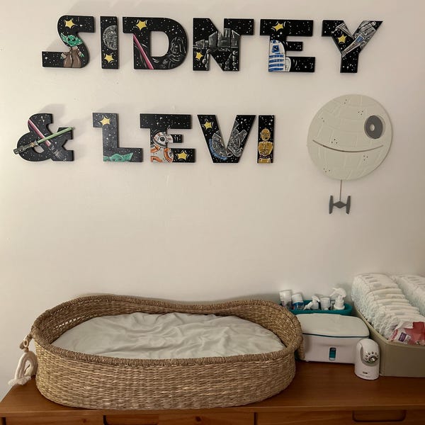 Star Jedi Space Wars Painted Letters, Black Star Jedi Painted Letters ...