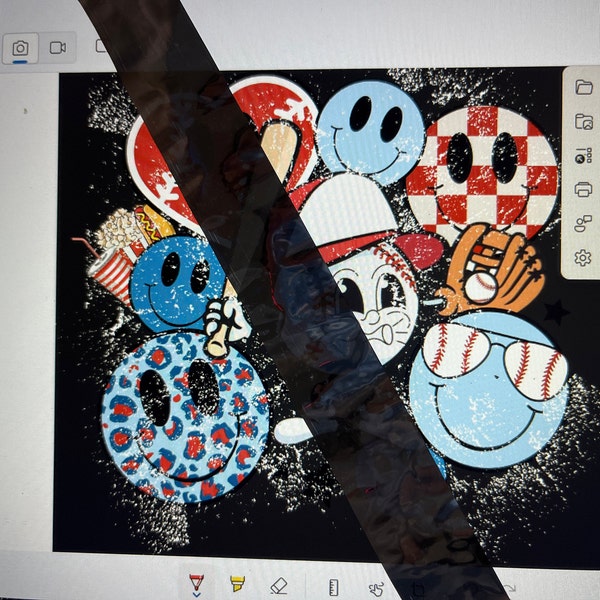 Distressed Retro Baseball Smileys PNG File - Etsy