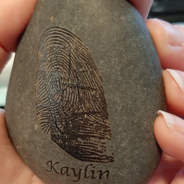 Custom Made Fingerprint Worry Stone, Free Engraved Personalization ...