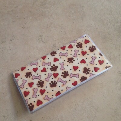 Checkbook Cover Dog Bones Hearts - Etsy