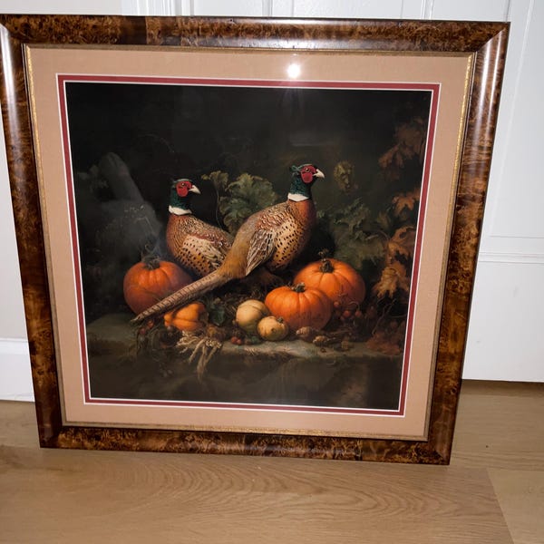 Vintage Pheasant Wildlife Hunter Cabin Decor Print, Pumpkin Fall Accent ...