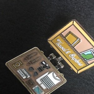 Travel & Explore Enamel Hinged Pin - Etsy