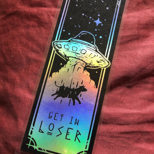 UFO Alien and Cow Funny Quote Foil Art Bookmark - Etsy