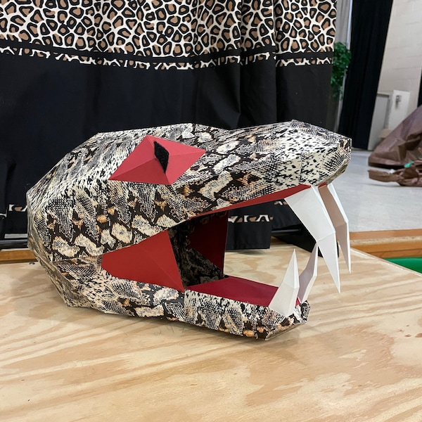 SNAKE MASK PAPERCRAFT- 3D Serpent Costume, Printable Diy Template Pdf ...