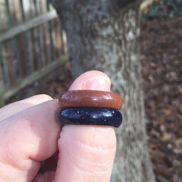Red Goldstone Ring Solid Gemstone Ring Goldstone Band Solid Gemstone ...