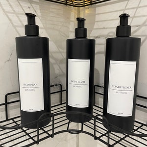 Matt Black Minimal White Label Shampoo and Conditioner Pump Bottles ...