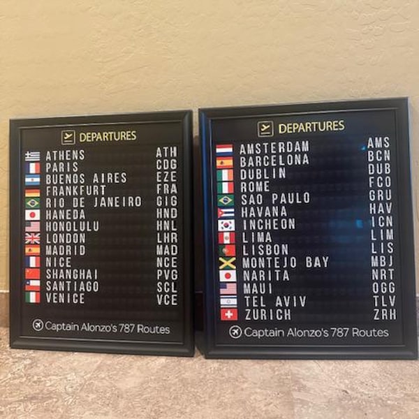 Airport Flight Board With Flags, Printed Version - Frame Not Included ...