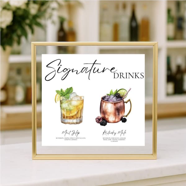 Printed Signature Drink Sign (2 Sizes)- PHYSICAL PRINTED SIGNAGE ...