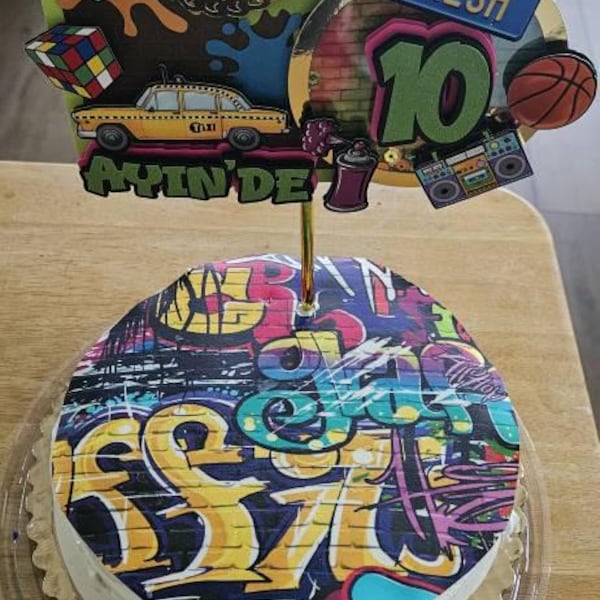 Graffiti Edible Cake Topper – Colourful Urban Street Wall Art Design ...