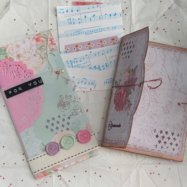 Handmade Pink Strawberries Themed Junk Journal, Pink Lace, Pockets ...