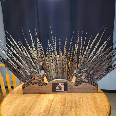 Personalized Double Wide Pheasant Tail Mount Plaque, Tail Feather ...