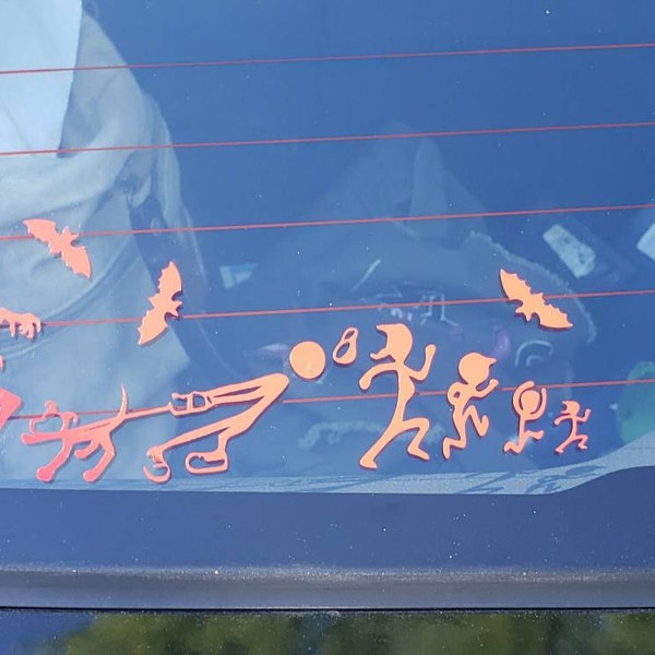 Dracula Chasing Stick Family, Stick Figure Car Decal, Stick Family ...