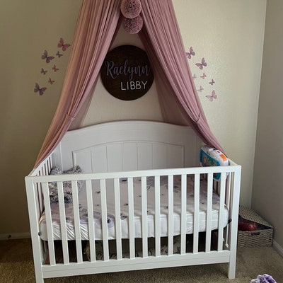 Bed Tulle Canopy for Nursery With Stand, Kids Hanging Baldachin, Crib ...