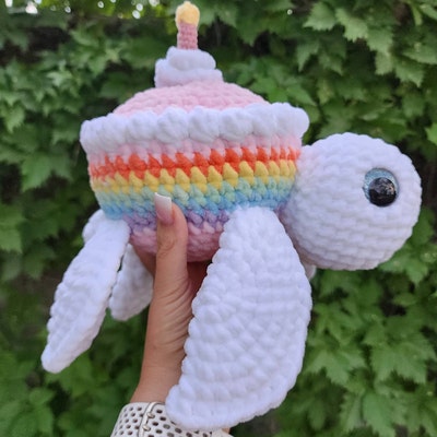Birthday Cake Sea Turtle Digital PDF Crochet Amigurumi Pattern Low Sew ...
