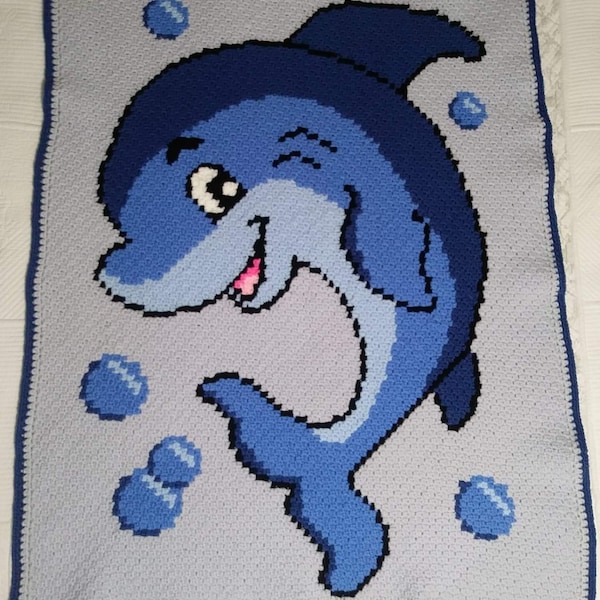 Playful Dolphin Crochet Pattern, C2C Graphgan PDF, Ocean-themed Baby ...