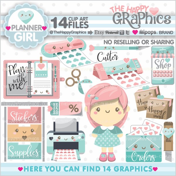 Planner Clipart, Planner Graphics, COMMERCIAL USE, Planner Icons ...