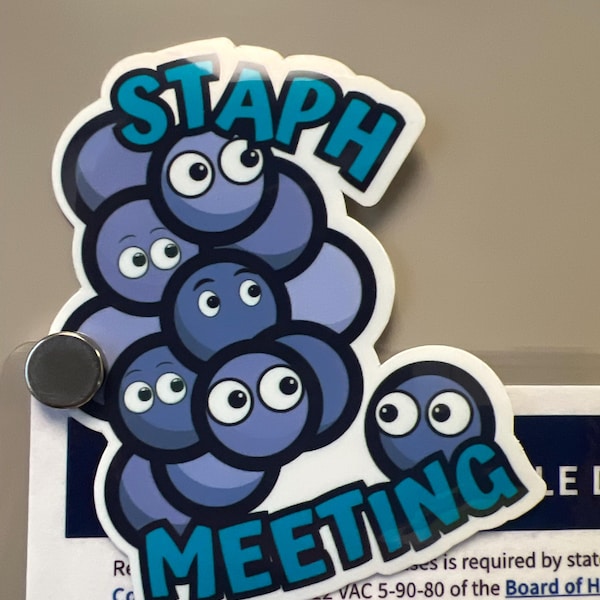 Staph Meeting Sticker, Bacteria Humor, Microbiology, Infectious Disease ...