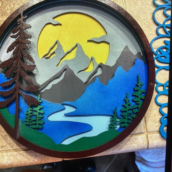 Layered Mountain Scene SVG Cut File for Laser Cutting, CNC Project ...