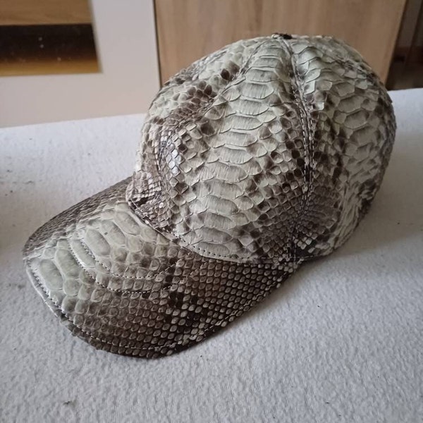 Baseball Cap Genuine Python Snakeskin Adjustable With 4 Varian Natural ...