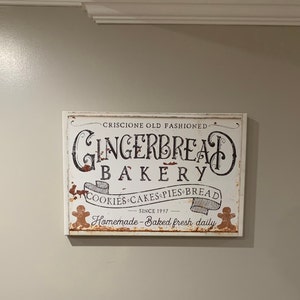 Gingerbread Sign Rustic Farmhouse Kitchen Decor Custom Family Name Sign ...